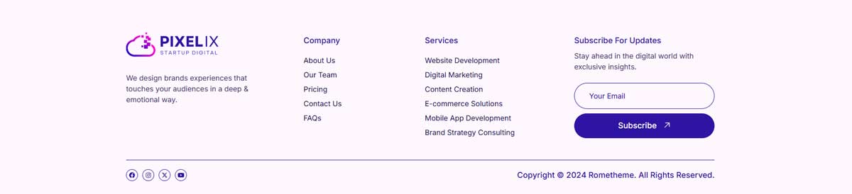 Pixelix - Startup Digital Agency Elementor Template Kit by Rometheme